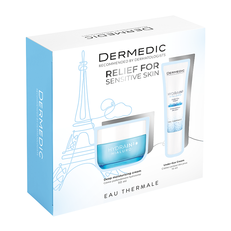 დერმედიკი-ნაკრები HYDRAIN დღის კრემი50მლSPF15+თვალის კრმი15მლ - ავერსი